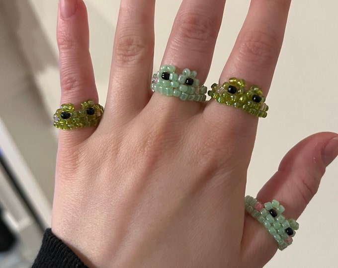 Beaded Frog Rings - Etsy