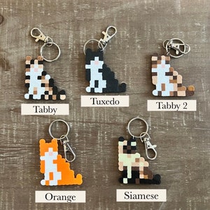 Custom Cat Perler Bead Keychain, Custom Pet Gifts, Handmade Keychains ...