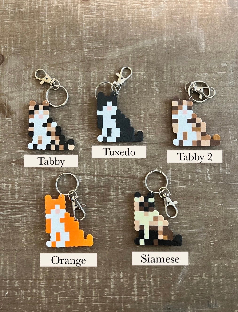 Custom Cat Perler Bead Keychain, Custom Pet Gifts, Handmade Keychains ...