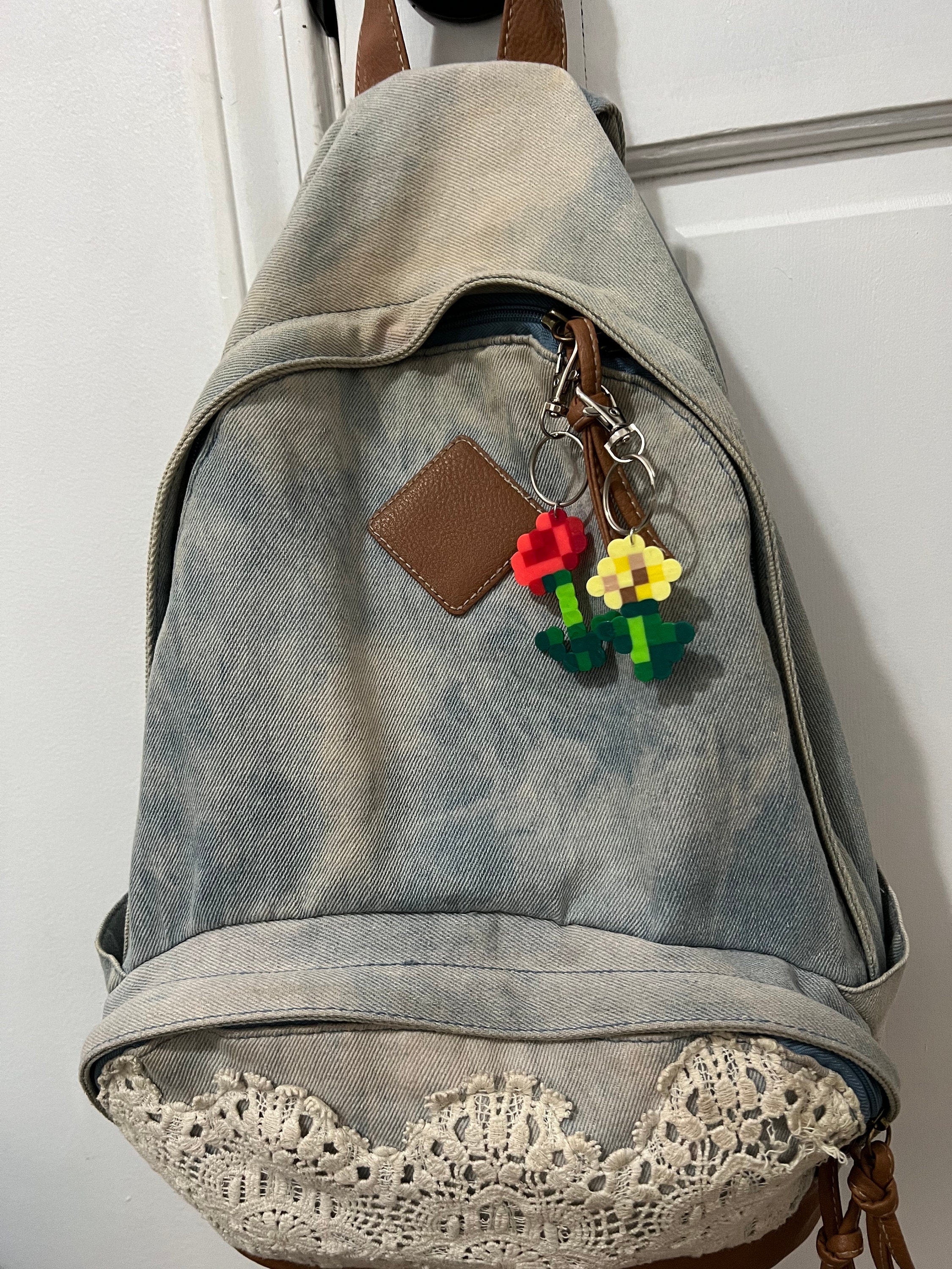 Minecraft Flower Perler Bead Keychain - Etsy