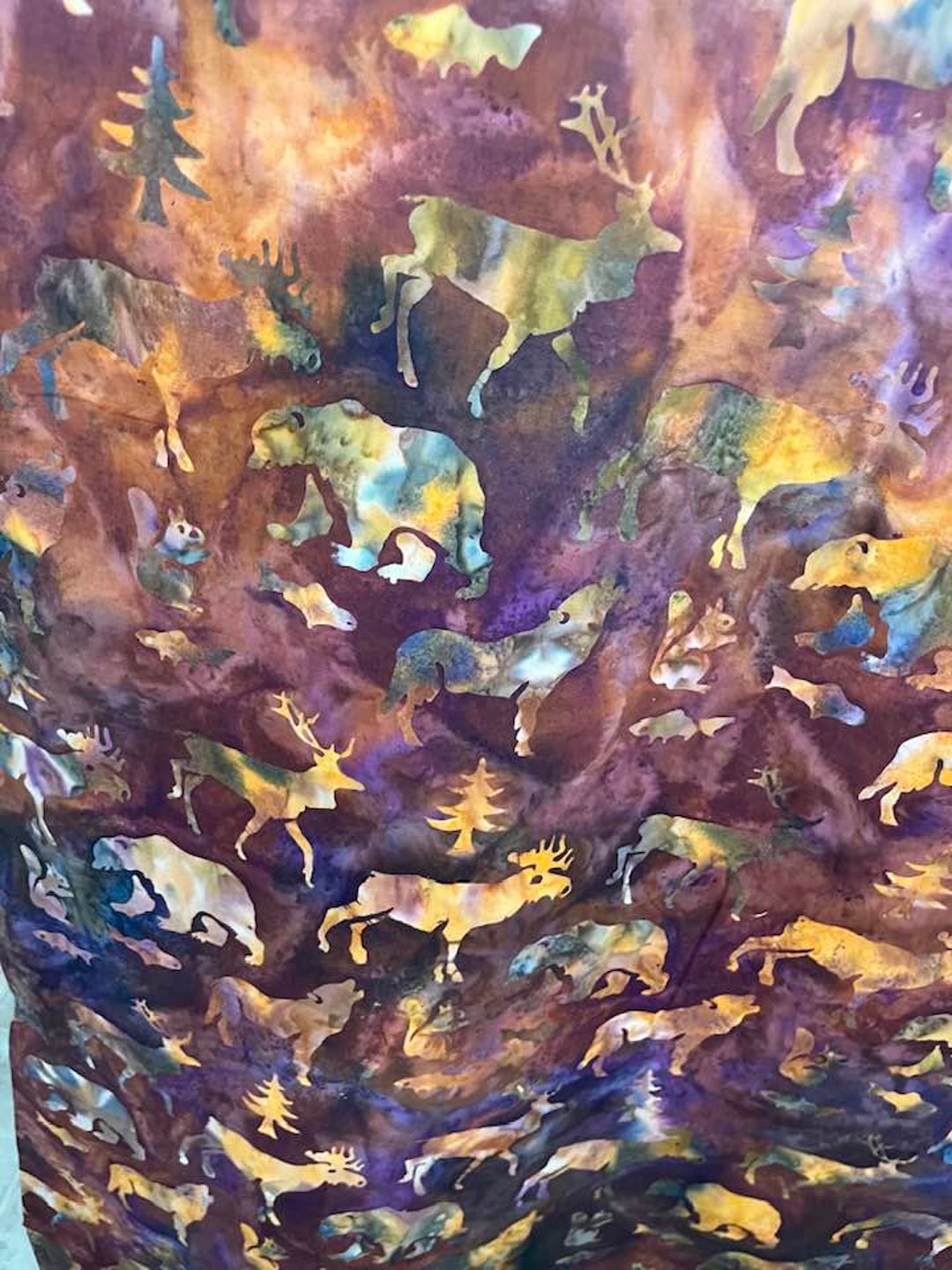 Tie Dye/batik Woodland Animal Print Fabric - Etsy