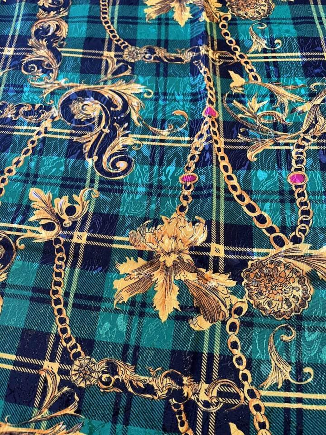 Spentrix Pantera Elegant Green and Yellow Plaid Silky Fabric - Etsy