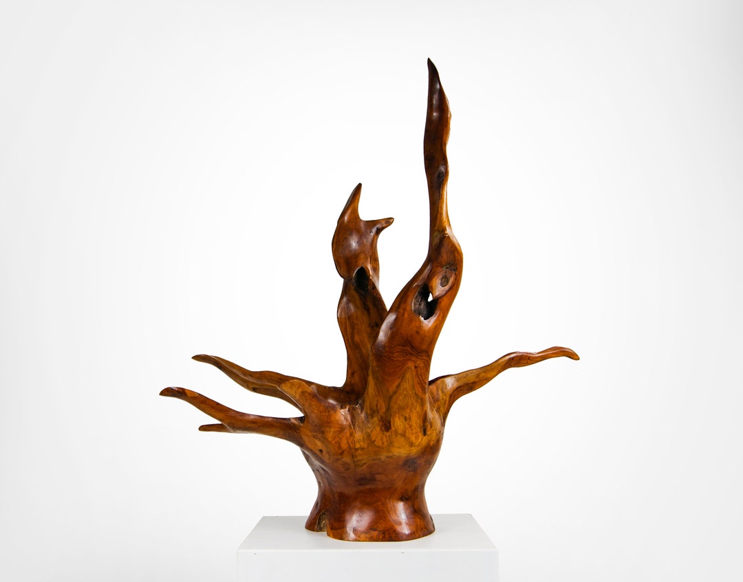 Bur Walnut Carved Wooden Vase Sculpture Brutalist - Etsy
