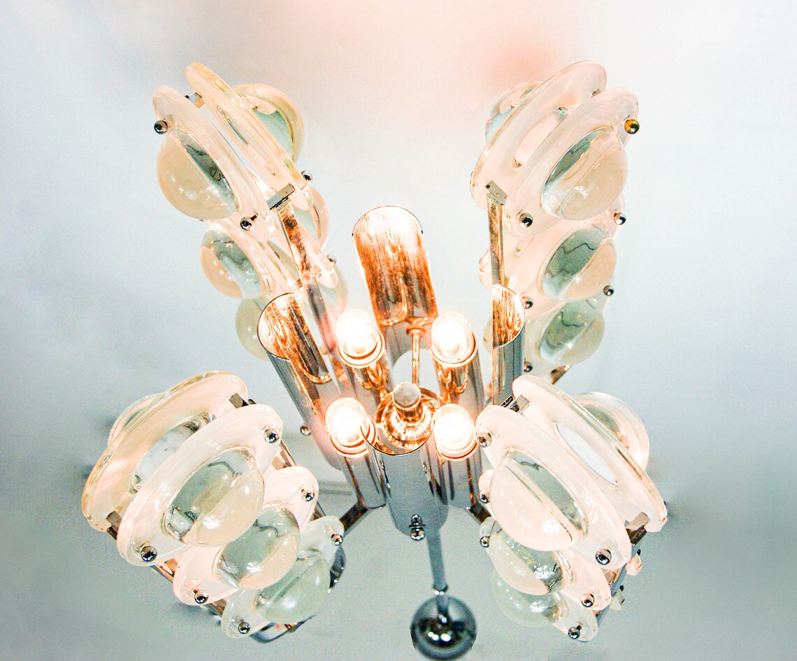 Oscar Torlasco Rare Lenticular Glass Discs Chandelier - Etsy