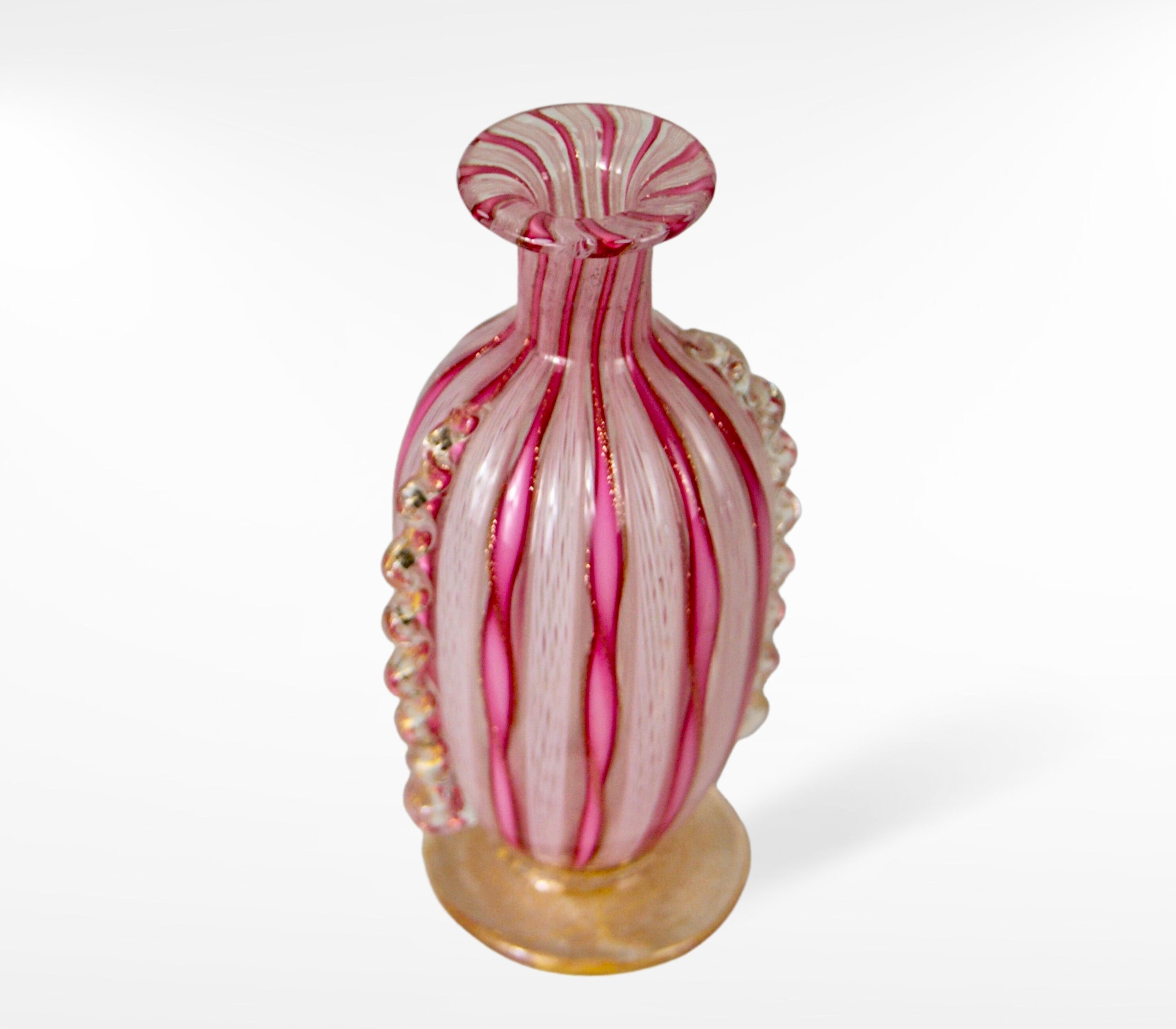 Murano Zanfirico Filligrana Glass Vase Pink With Gold Inclusion - Etsy