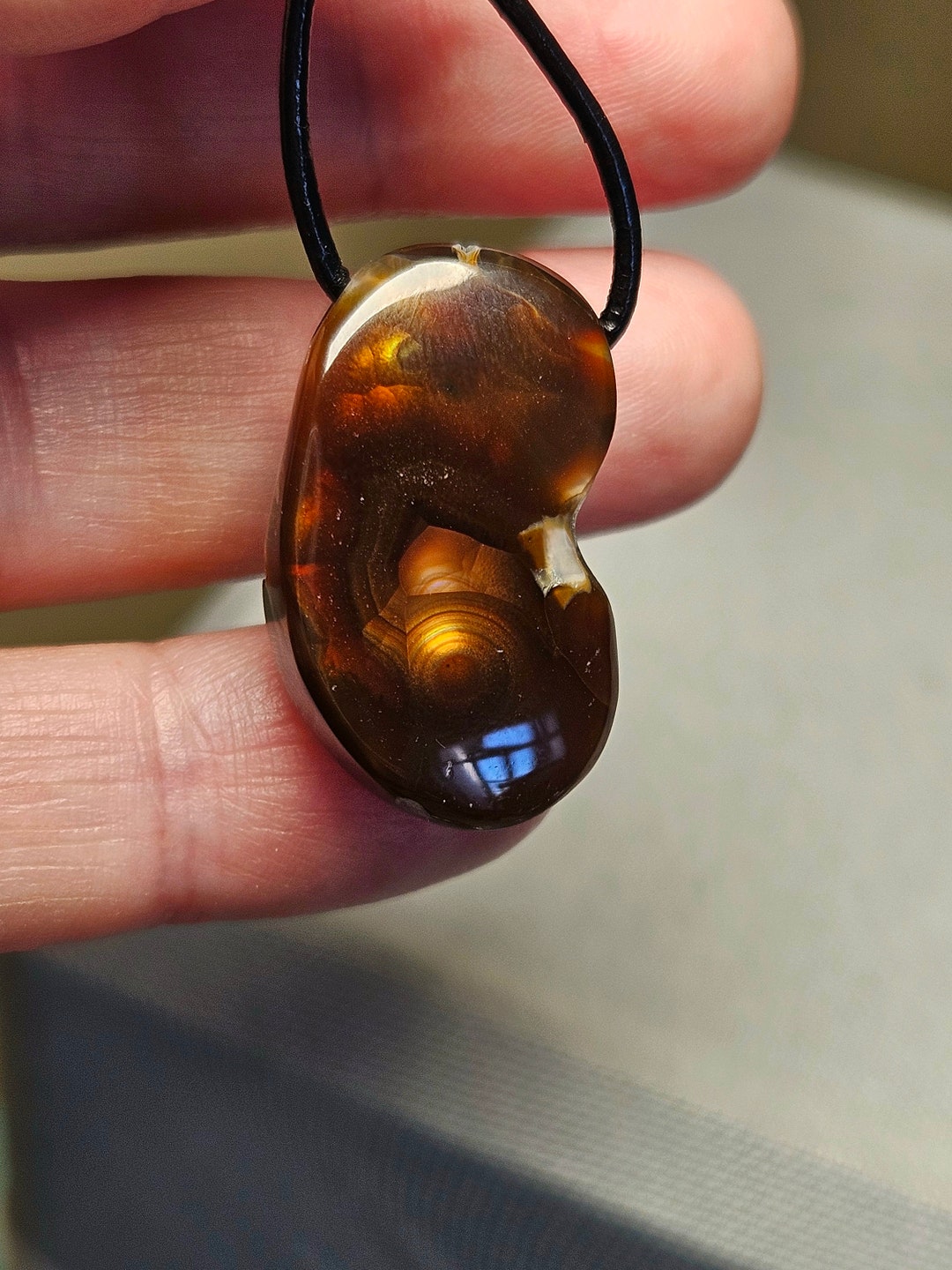 Fantastic Large Fire Agate Pendant, 29 X 16 X 10 Mm, Drilled, on ...