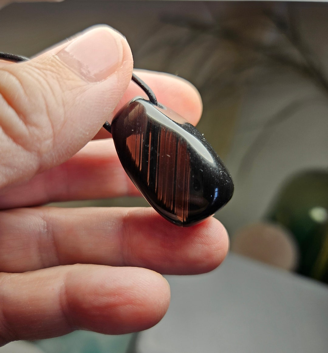 Seltener, energetischer Midnight Lace Obsidian, Lamellenobsidian, 30 x ...