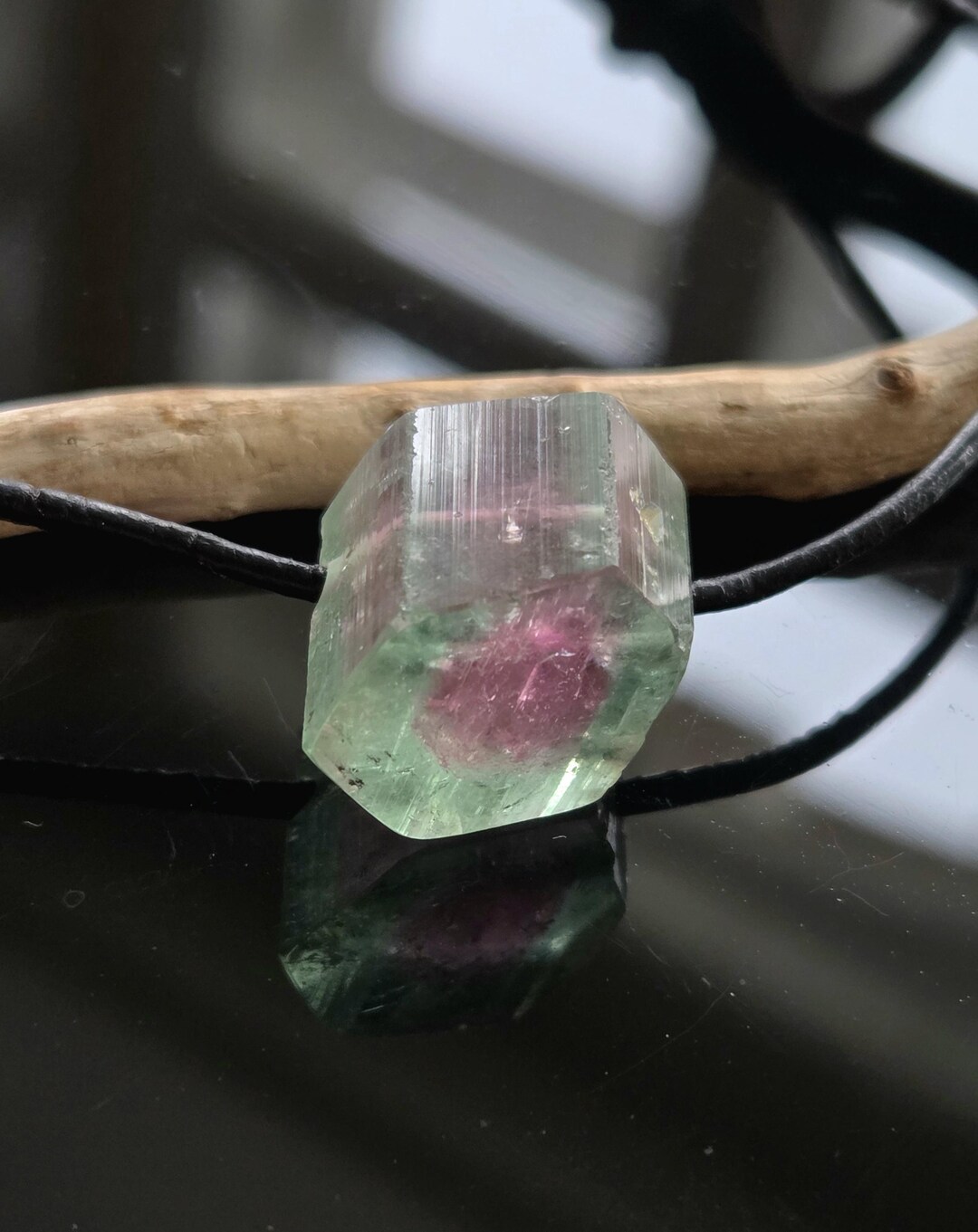 Watermelon Tourmaline, Bicolor Tourmaline Stick Disc Raw Stone Pendant ...