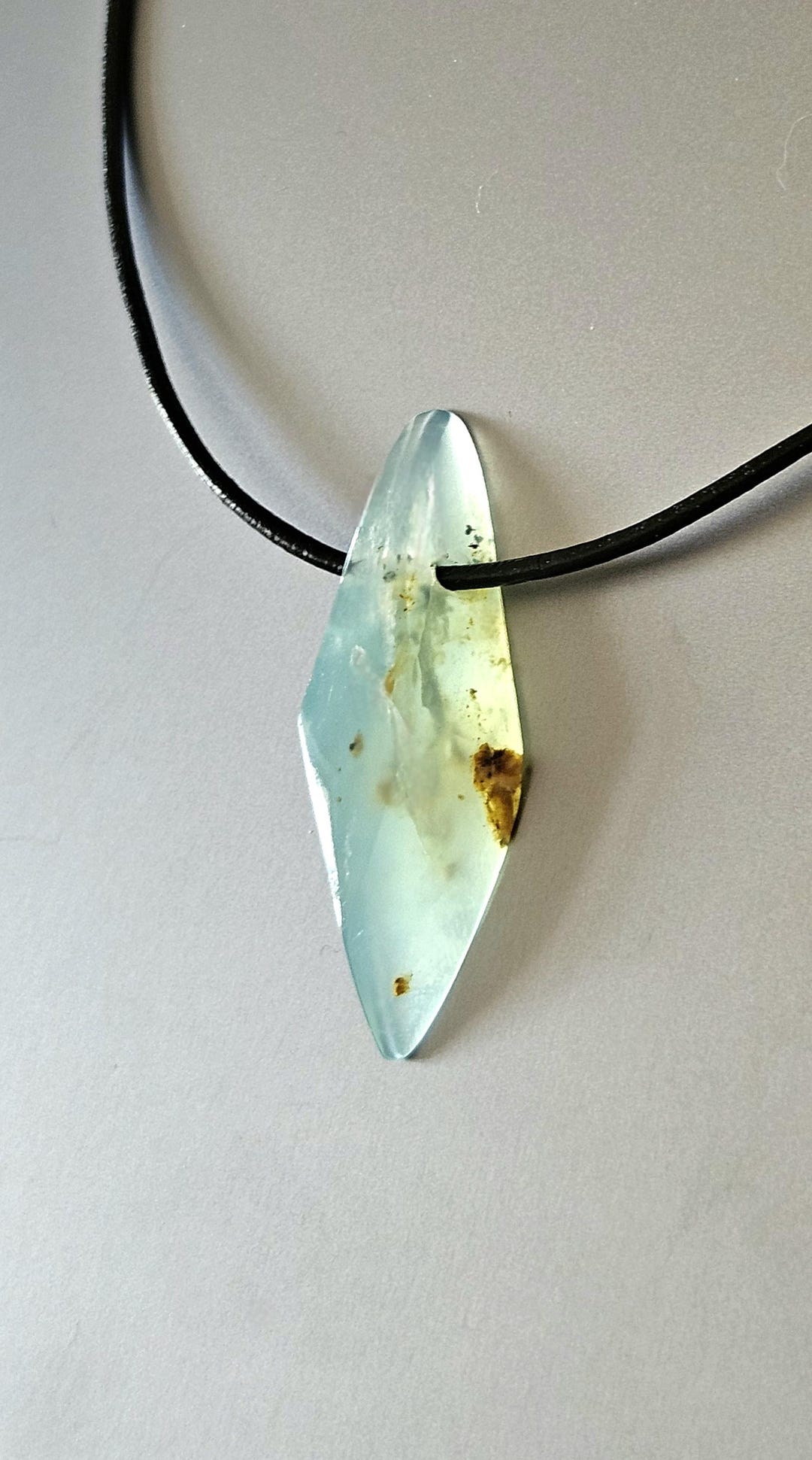 Rare Andean Opal Blue Chrysopal Light Blue Turquoise Pendant, 45 X 15 X ...