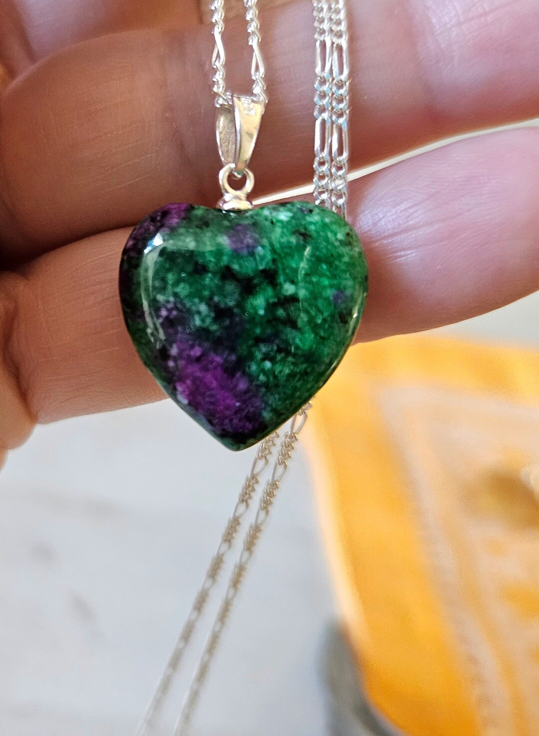 Finished Chain Ruby Zoisite Heart Pendant on 925 Silver - Etsy