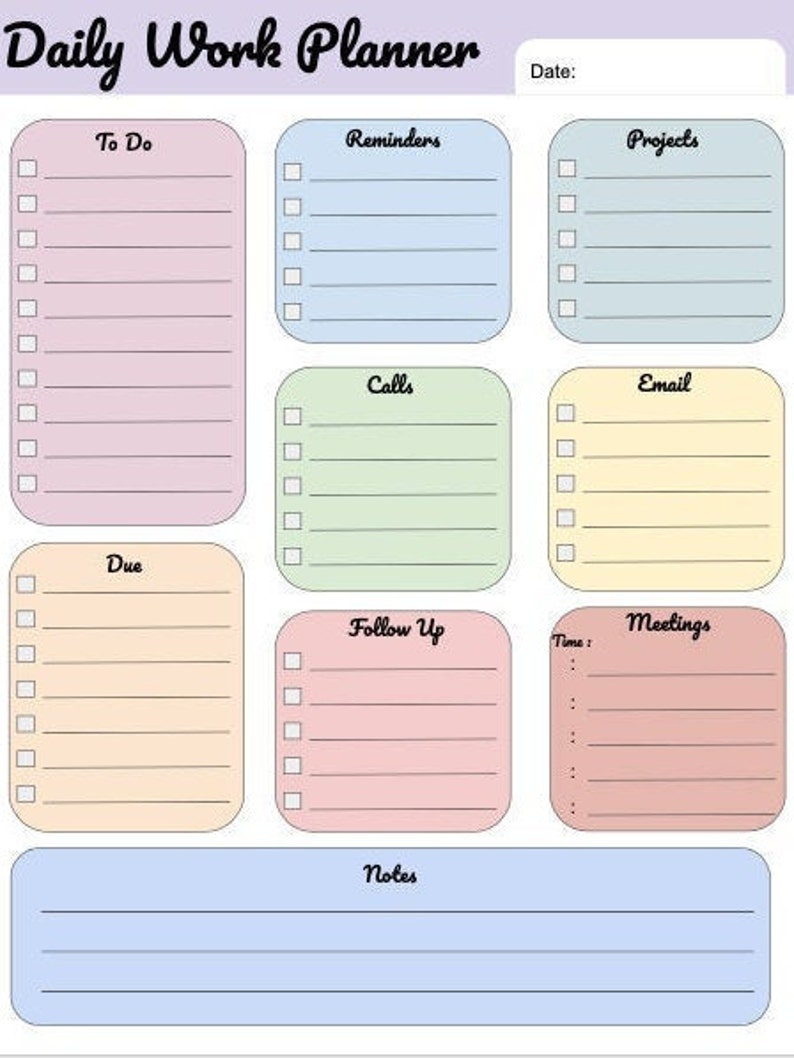 Work Day Organizer Work Planner Productivity Planner - Etsy