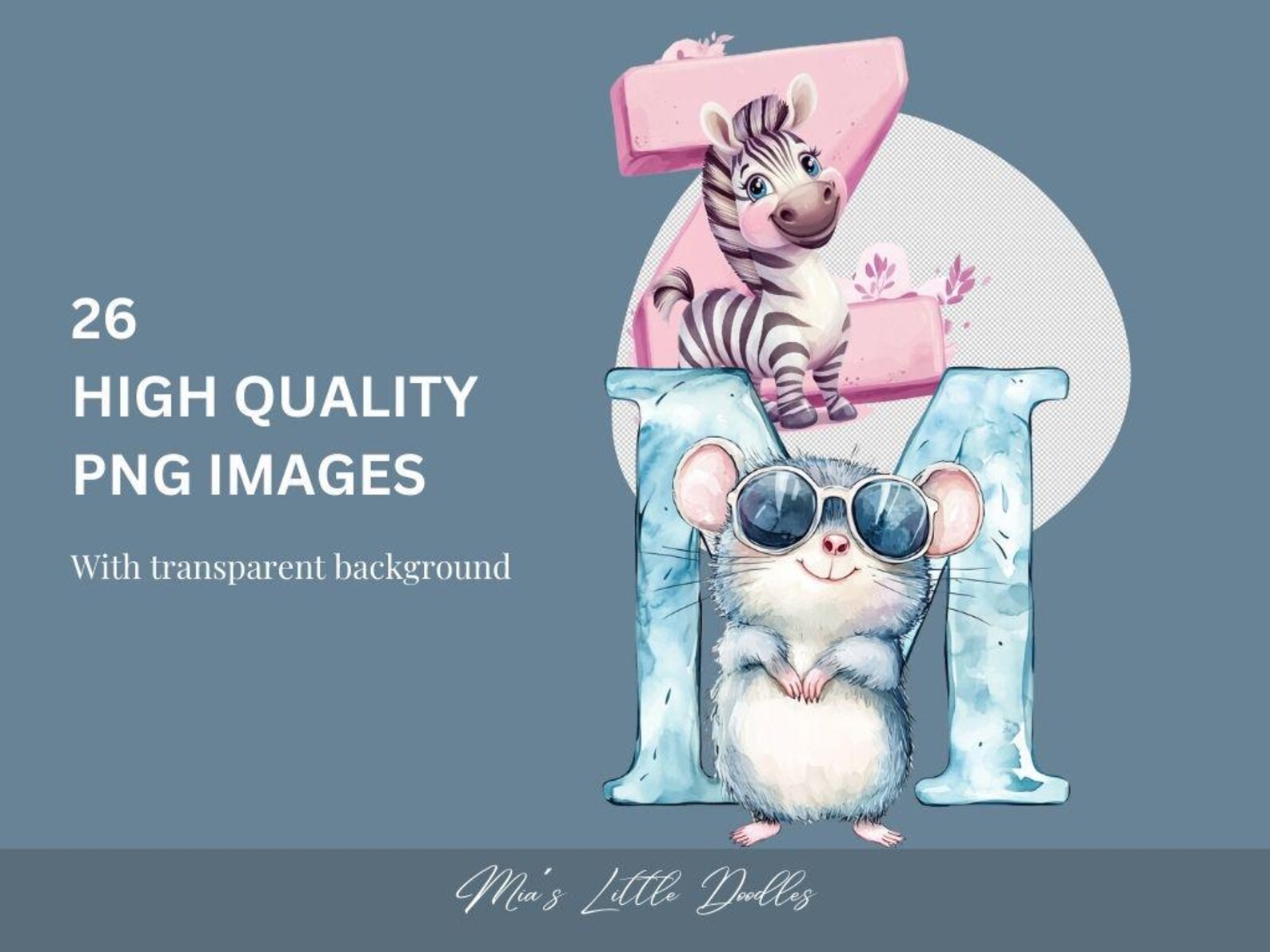 Watercolor Alphabet Animal Clipart, Alphabet Letter Clipart, Nursery ...