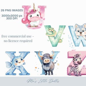 Watercolor Alphabet Animal Clipart, Alphabet Letter Clipart, Nursery ...
