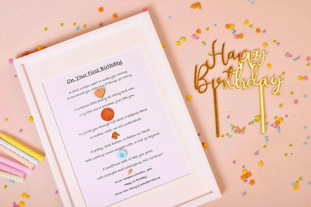 Personalised First Birthday Print, Baby Boy or Girl Gift, Keepsake (A4 ...