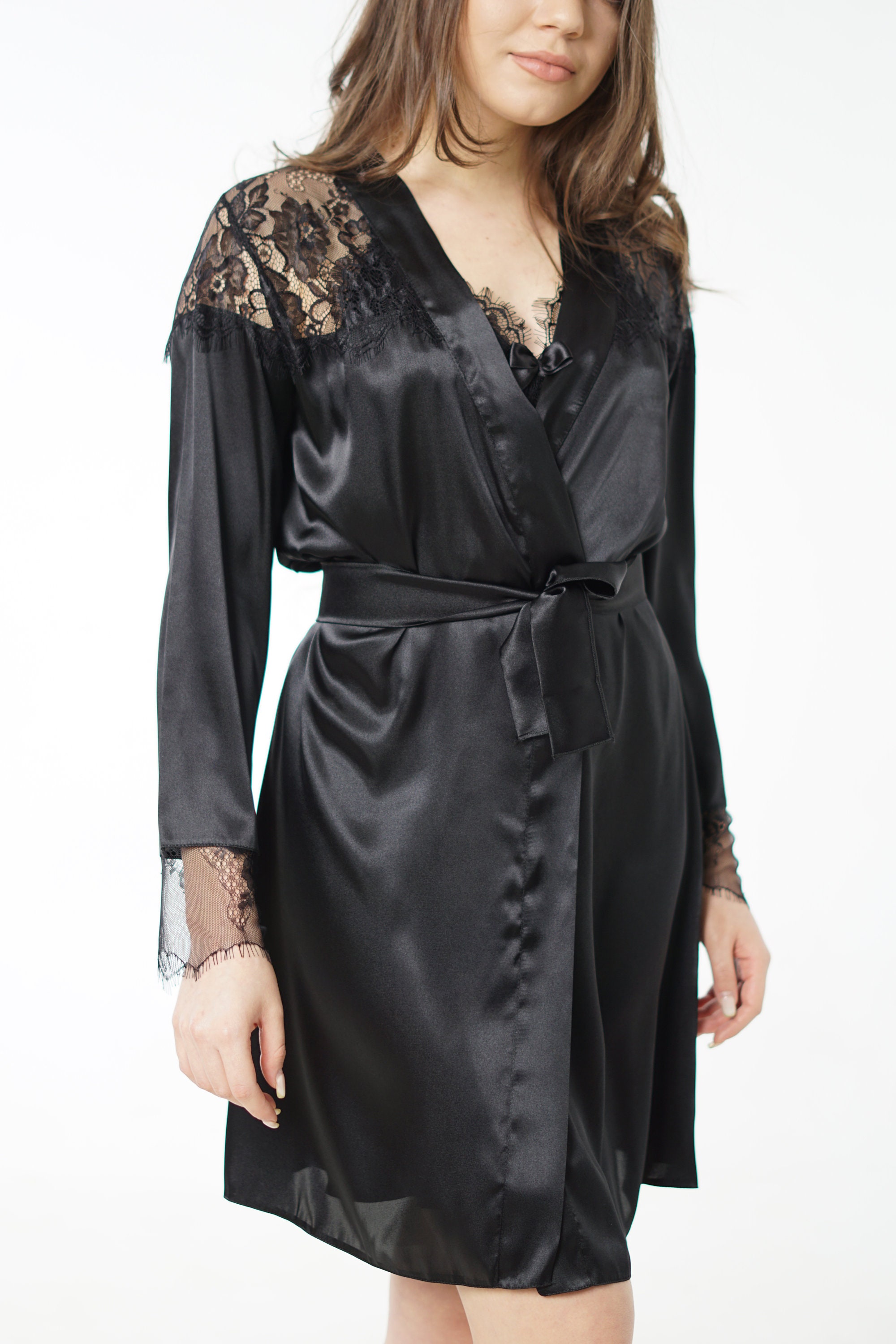 Nightgown and Robe Set Satin Nightgown and Robe Set Kimono Robe. Satin ...
