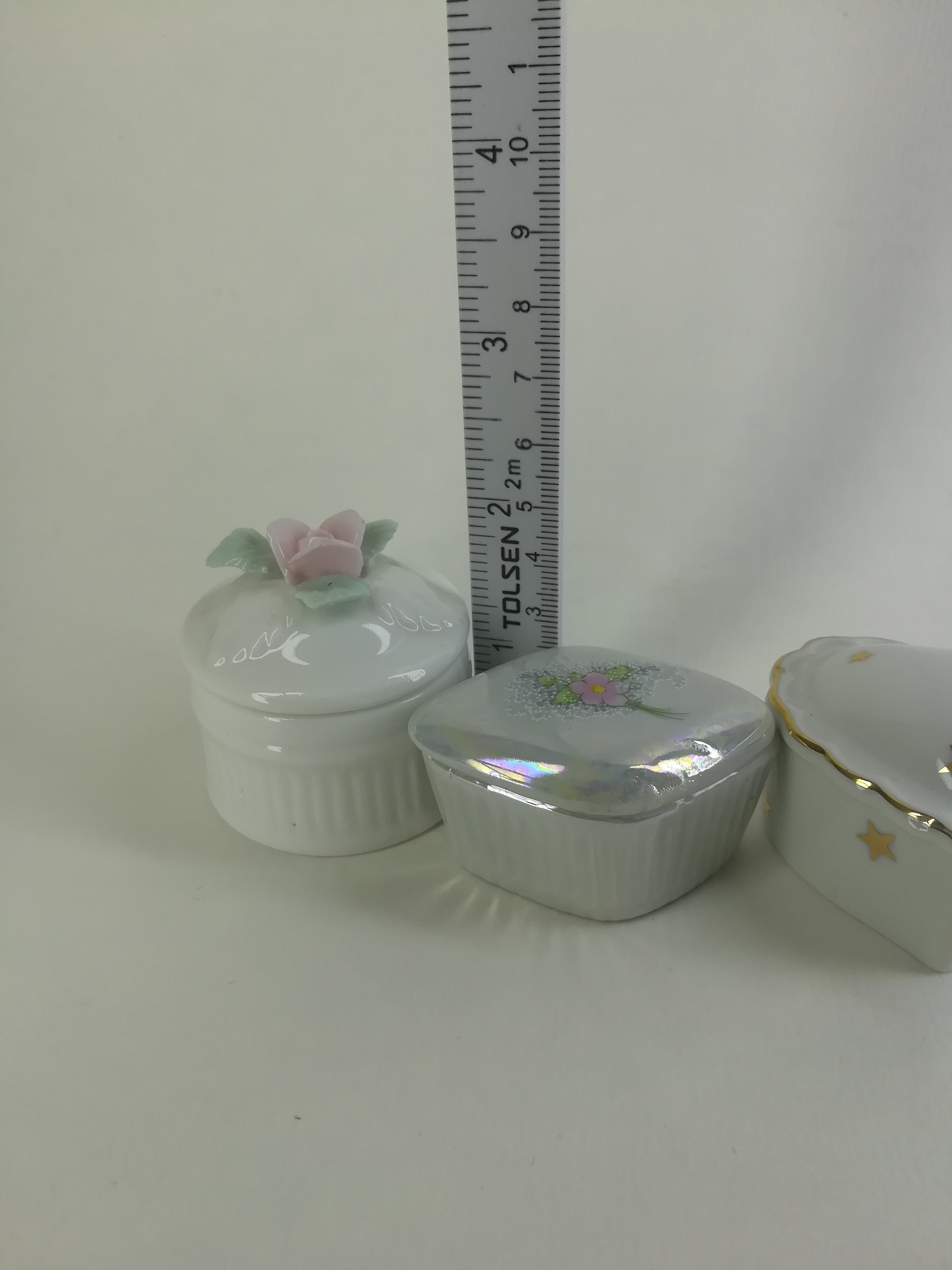 Porcelain Jewelry Boxes Set of Three Different Shapes Boxes - Etsy