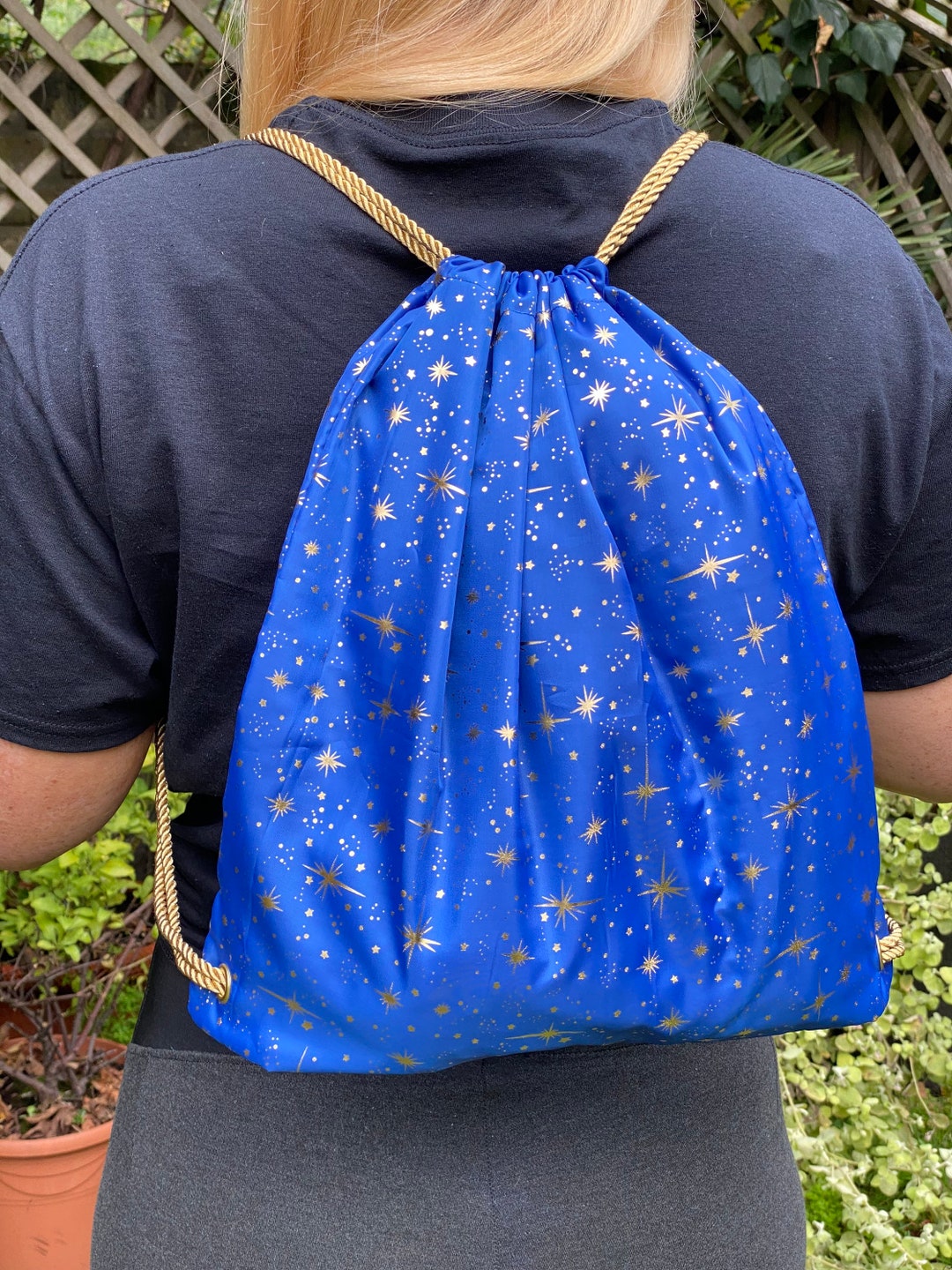Gold Star Drawstring Backpack Bag Susceptible to Charm - Etsy