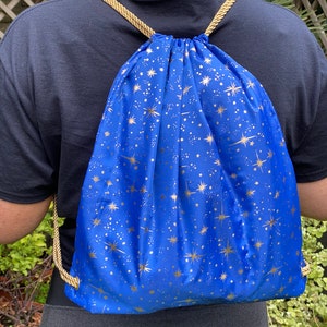 Gold Star Drawstring Backpack Bag Susceptible to Charm - Etsy