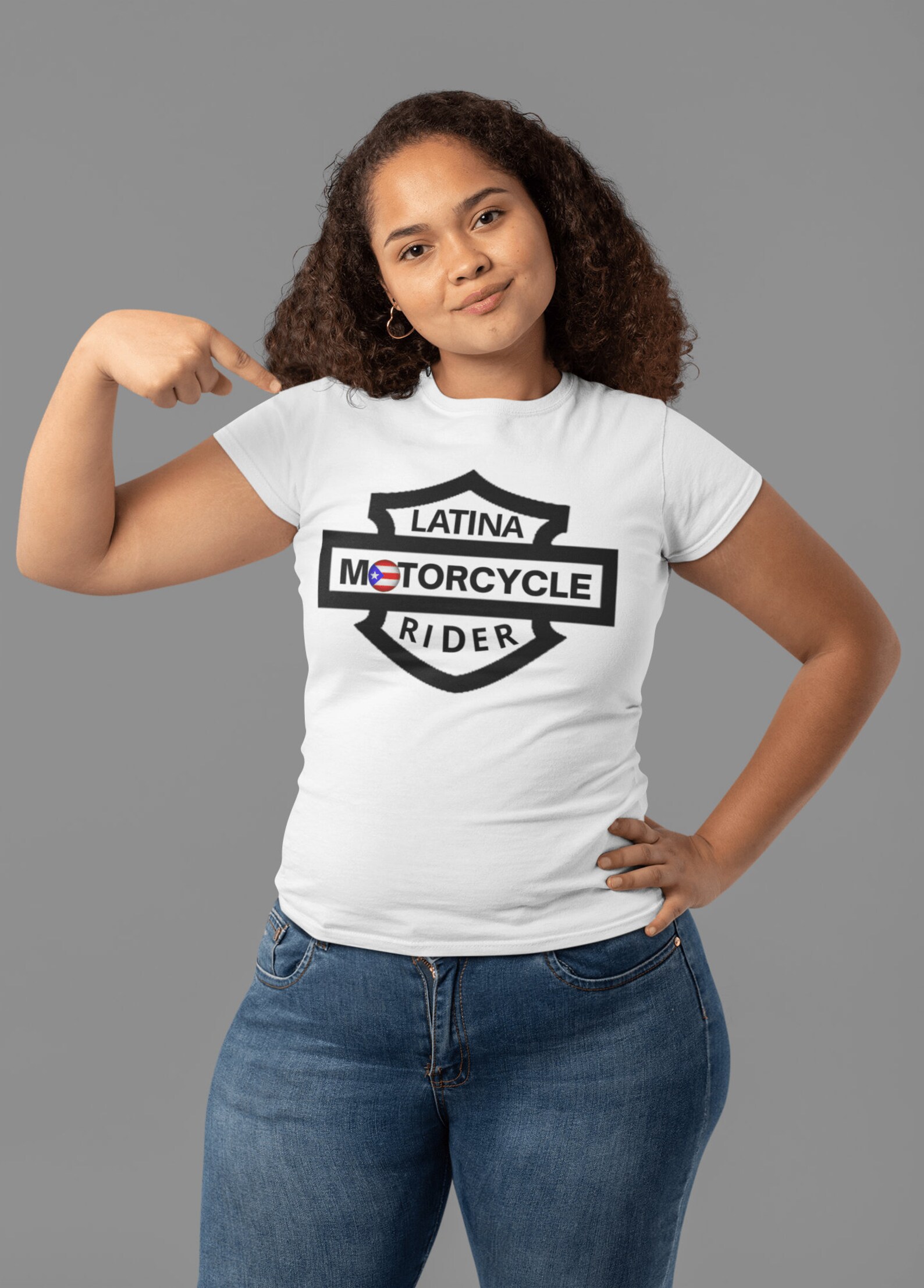 Latina HARLEY Motorcycle Rider Emblem With Puerto Rican Flag T-shirt ...