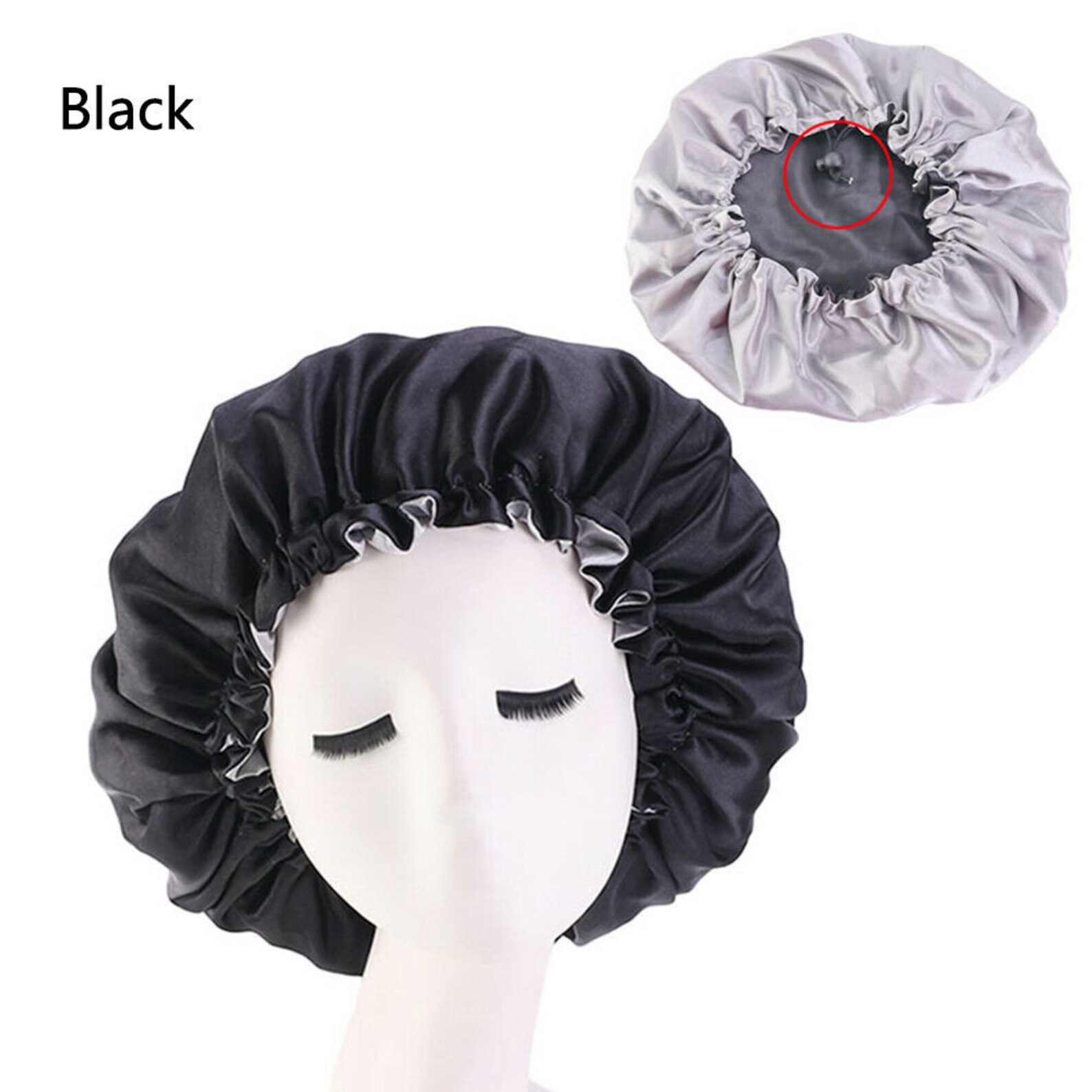 Silk Satin Sleep Cap Adjustable Elastic Drawstring Silk Bonnet for Your ...