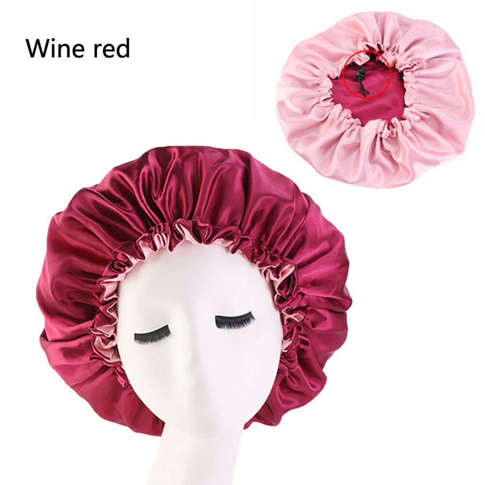 Silk Satin Sleep Cap Adjustable Elastic Drawstring Silk Bonnet for Your ...