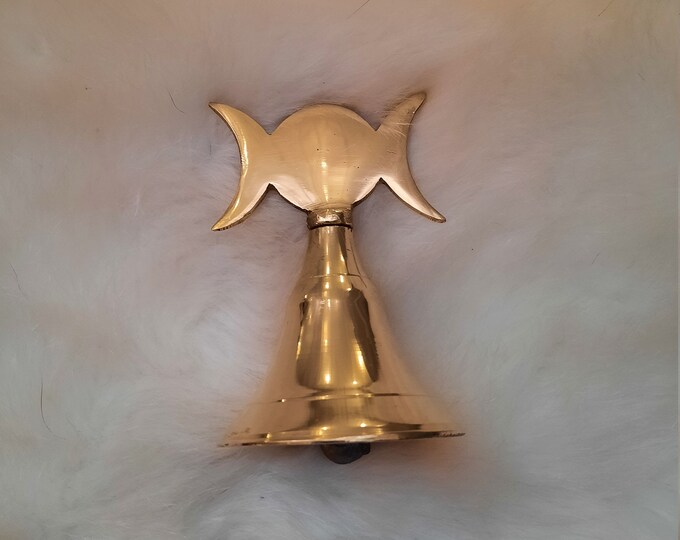 Triple Moon Brass Altar Bell- Triple Moon Bell- Altar Bell- Witch's ...