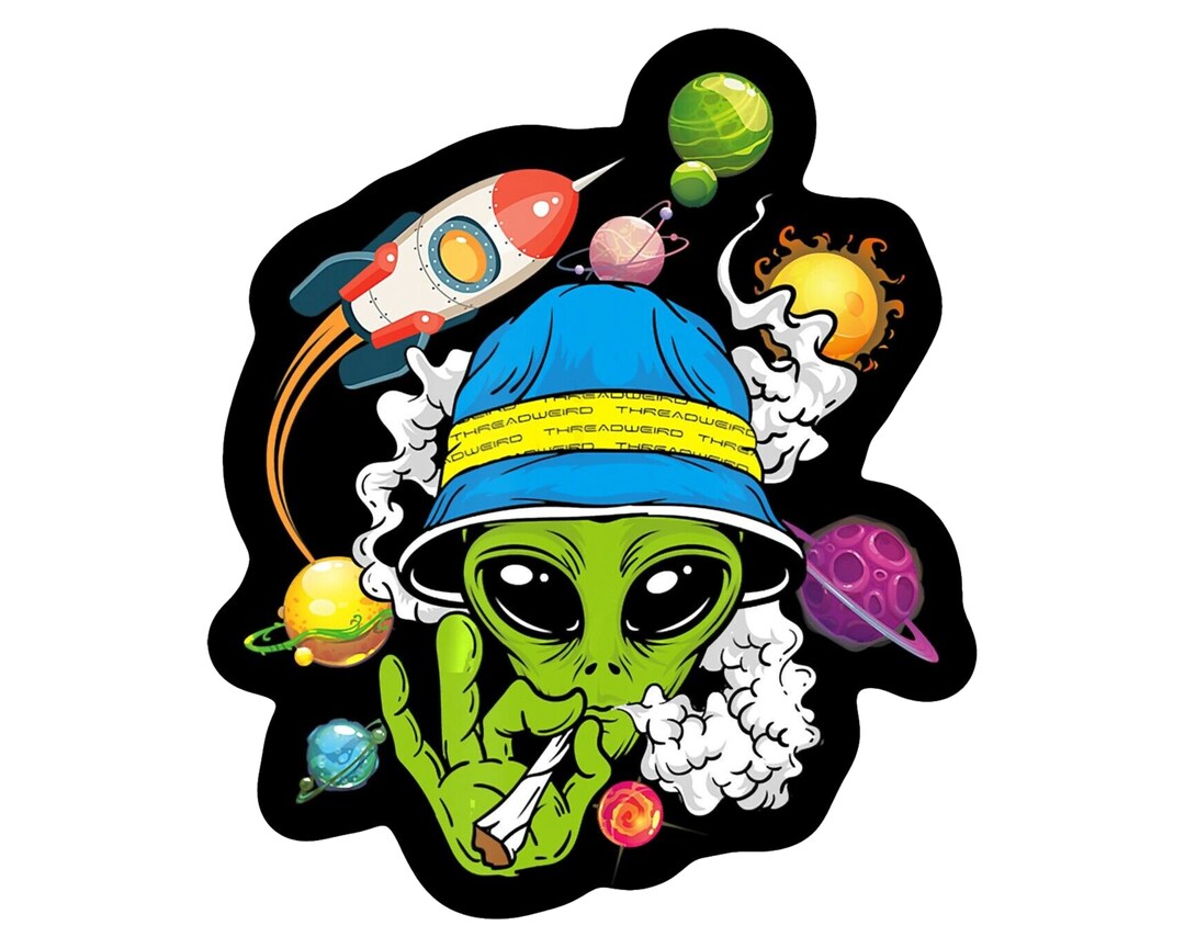 Alien Smoking Weed Vinyl Sticker - Etsy