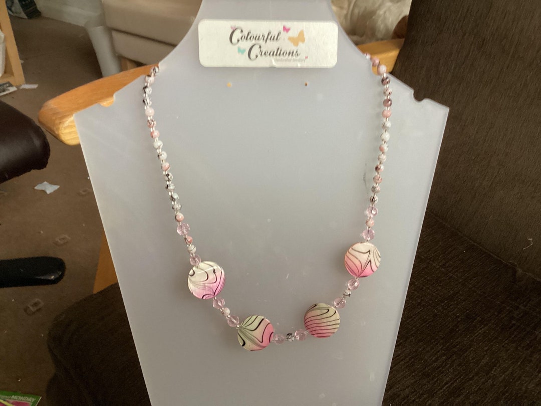 PINK SHELL DISC Necklace 18 Inches With Magnetic Clasp - Etsy