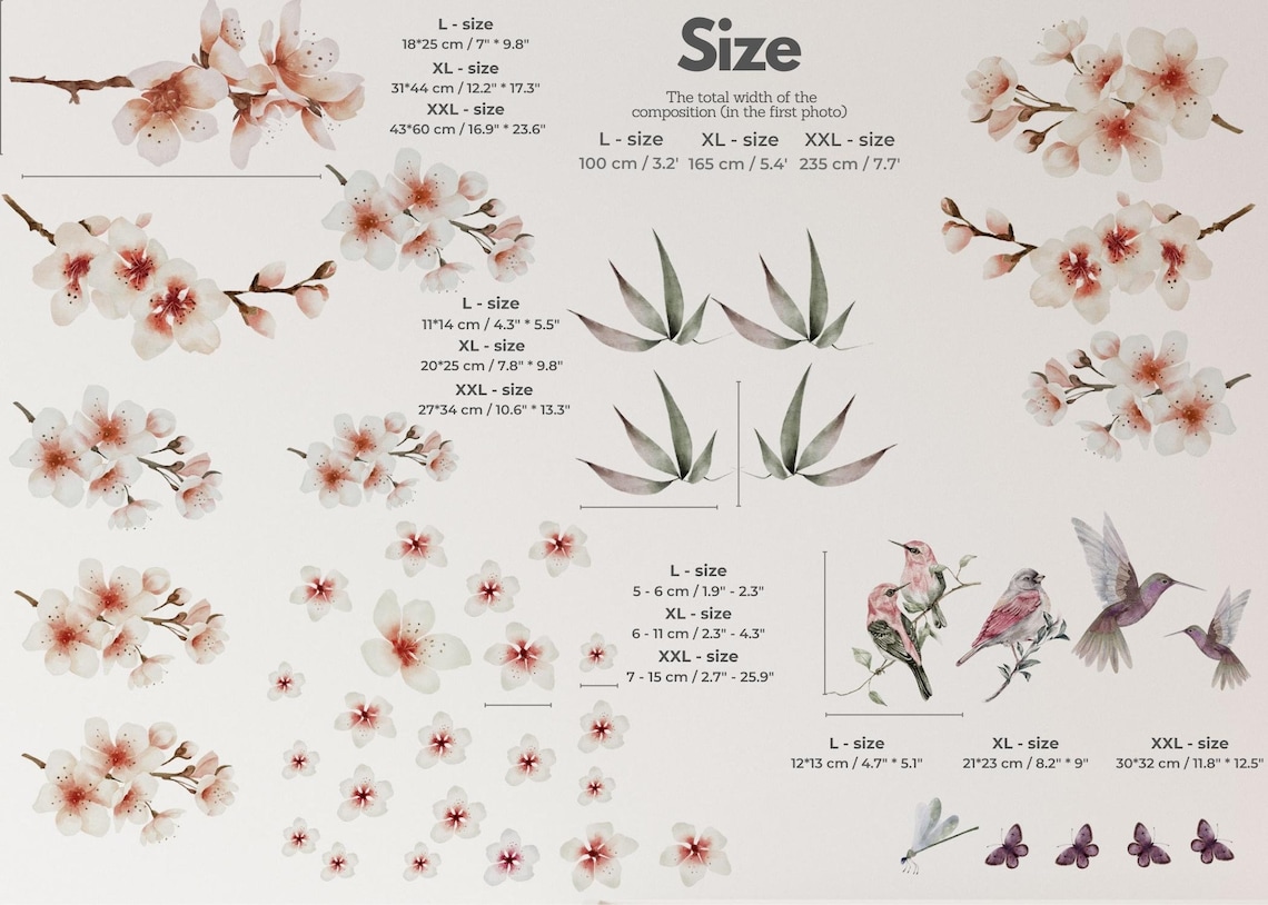 Cherry Blossom Decal Sakura Wall Decal Floral Decor - Etsy