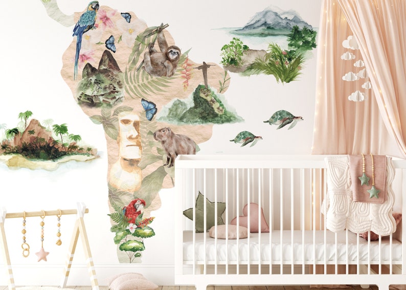 ANIMAL WORLD MAP Wall Decal for Kids Room Nursery Wall - Etsy