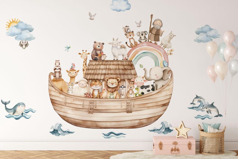 Noah’s Ark Wall Stickers for Sunday School – Removable Bible Classroom ...