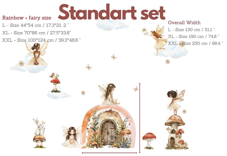 Fairy Wall Sticker - Rainbow Girl's Nursery Decals - Peel and Stick ...