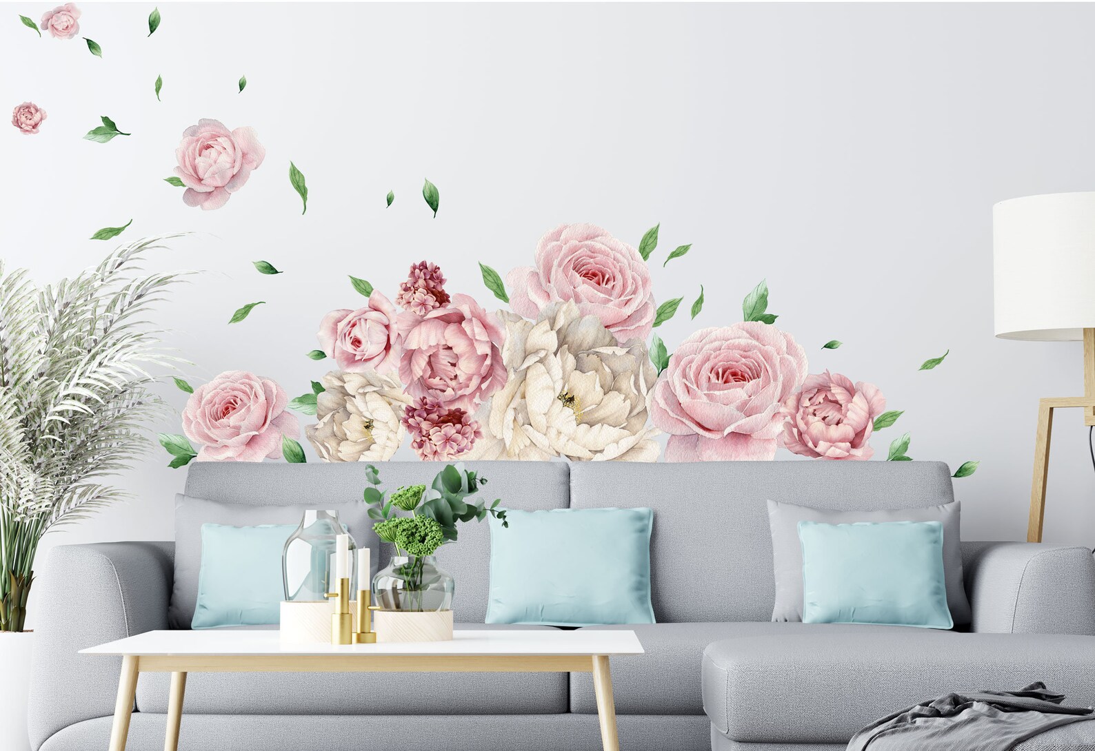 Watercolor Peony Flowers Decal Big Peony Flower Wall Decals - Etsy