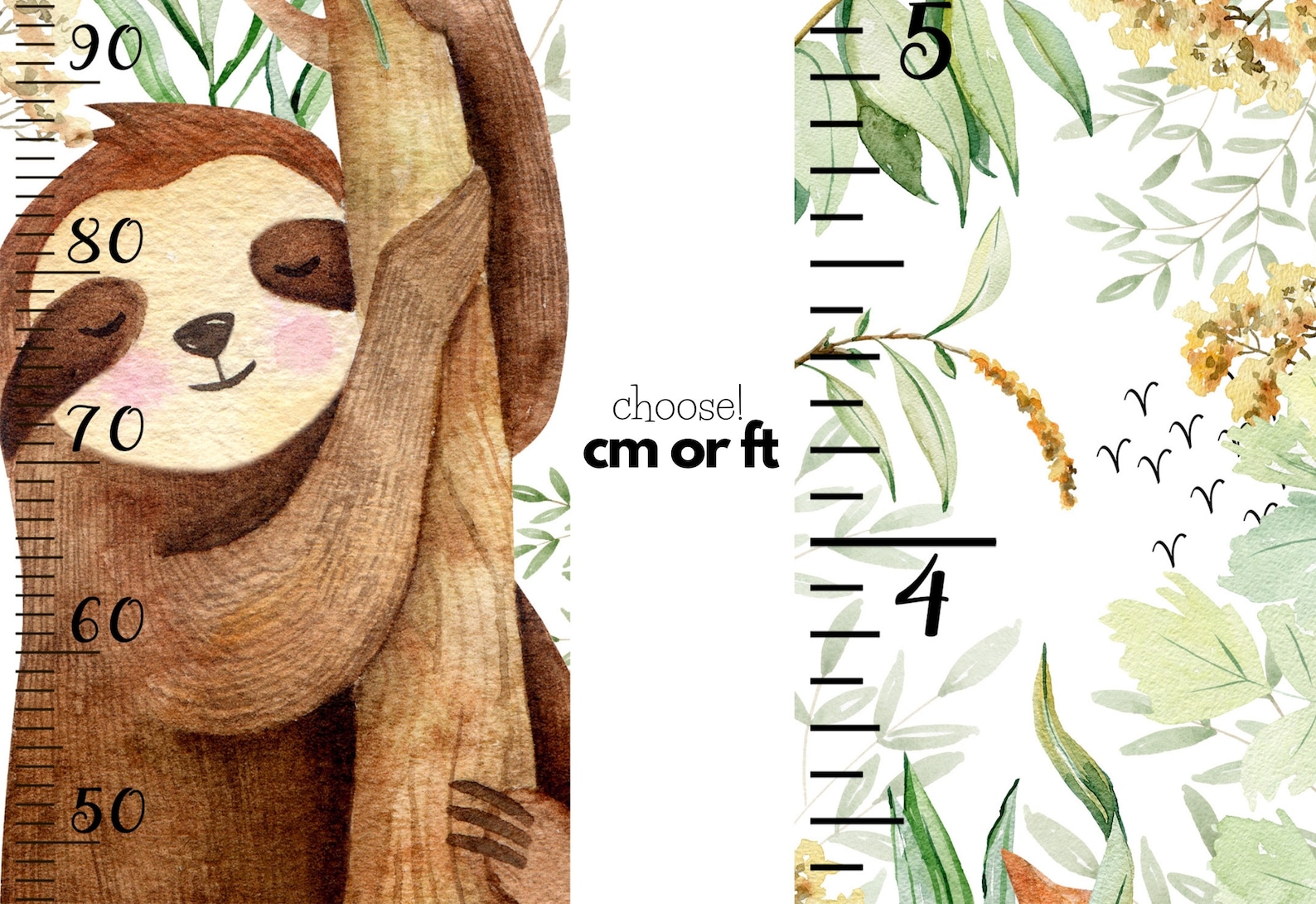 Watercolour Ruler Wall Decal Nursery Growth Chart Height - Etsy