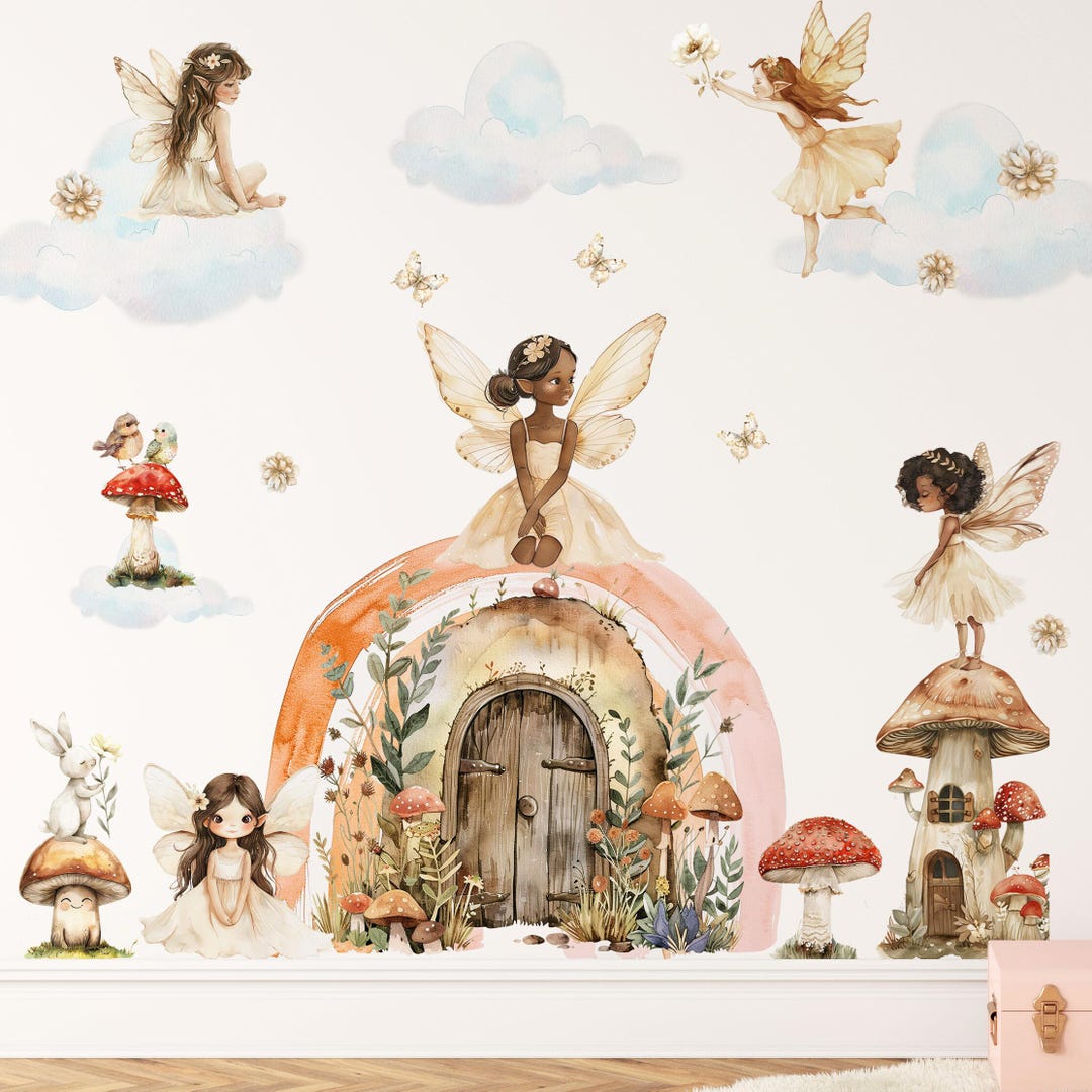 Fairy Wall Sticker - Rainbow Girl's Nursery Decals - Peel and Stick ...