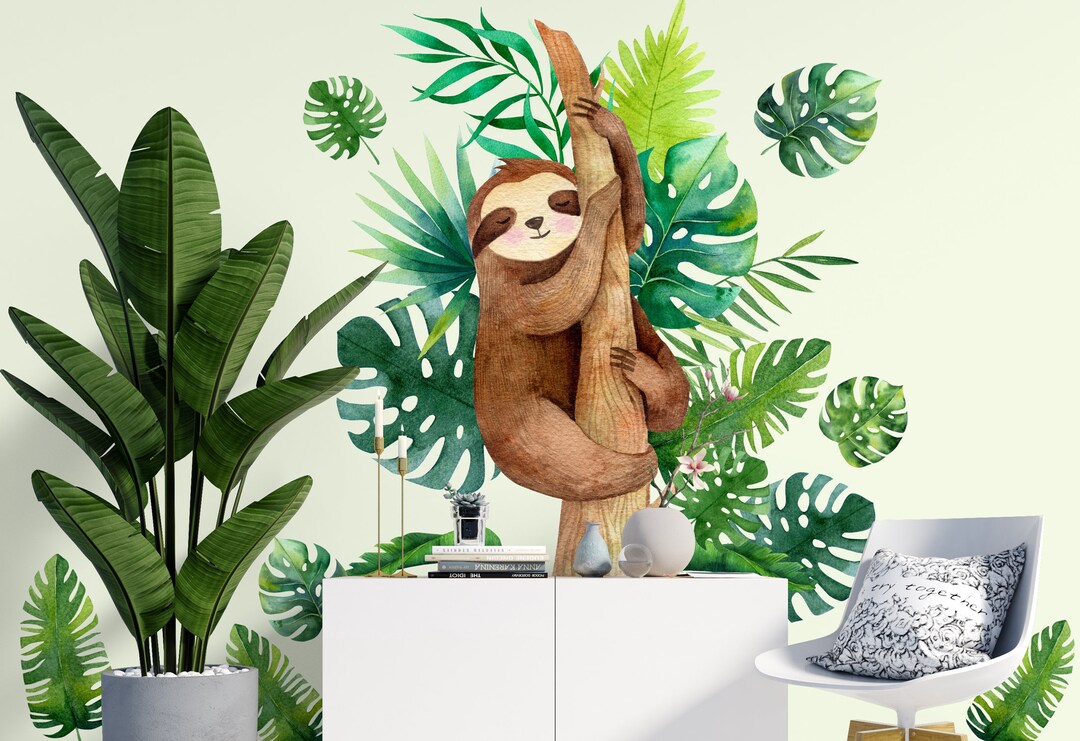 Sloth Wall Decal for Nursery, Playroom, Girl and Boy Bedroom Decor ...