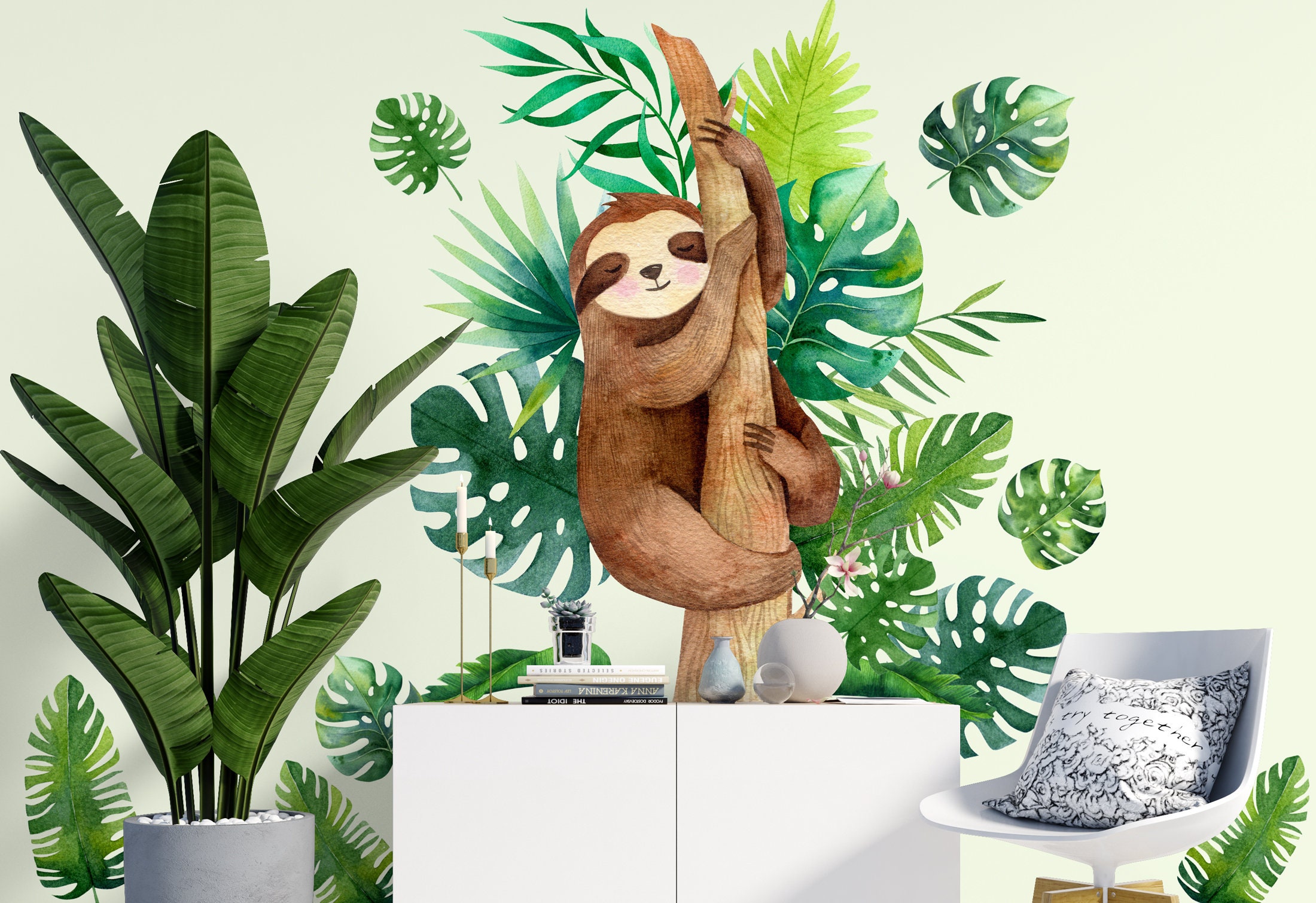 Sloth Wall Decal for Nursery Playroom Girl and Boy Bedroom - Etsy