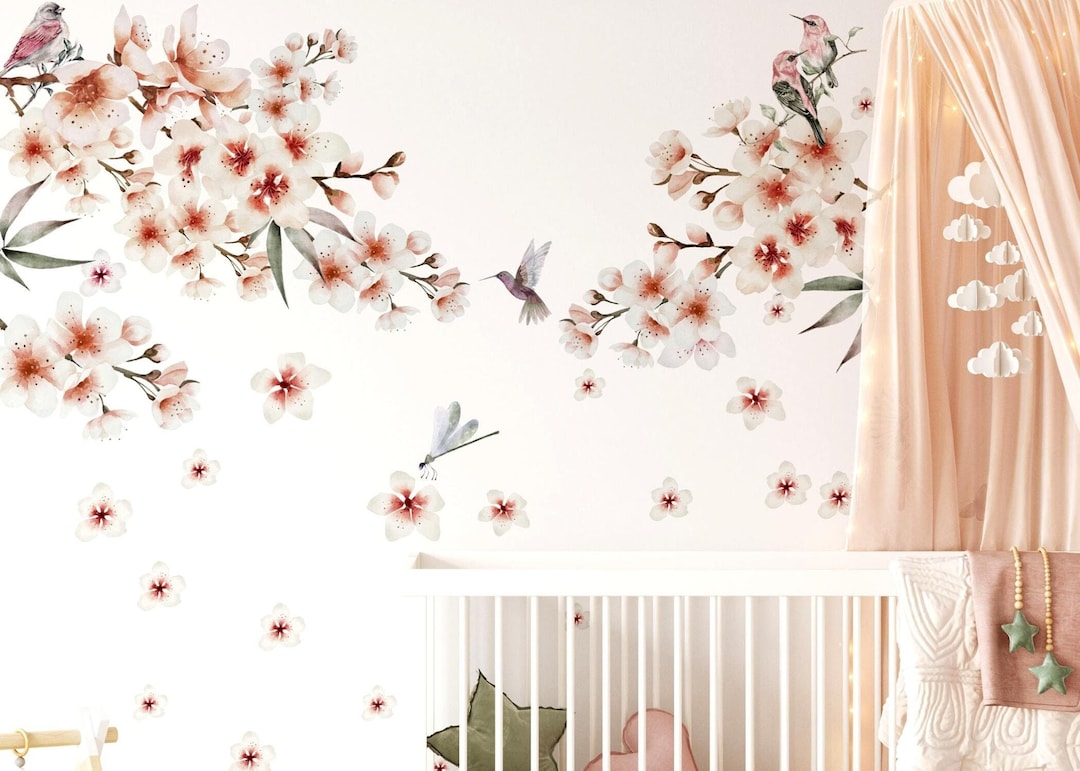 Cherry Blossom Decal - Sakura Wall Decal - Floral Decor - Sakura Wall ...