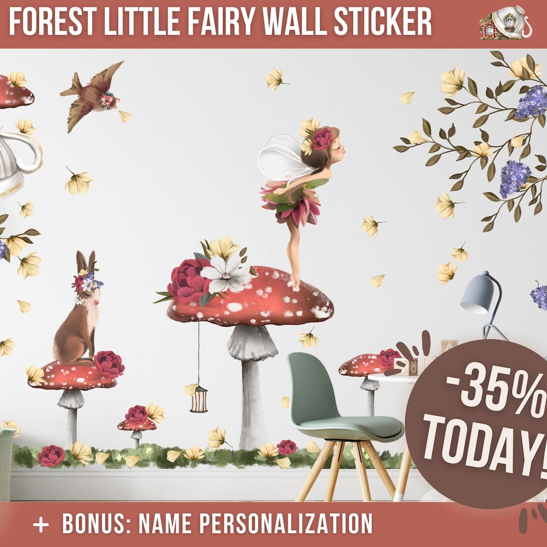 Fairy Wall Stickers for Girls Room, Fairy Wall Decals, Flower Fairy ...