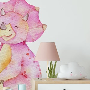 Pink Dinosaur Wall Decals: Watercolor Dino Nursery Decor (190 Elements ...