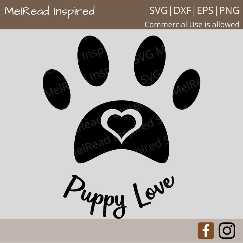 Puppy Love Svg Paw Print Svg Pet Svg Dog Svg Cut File Digital File ...