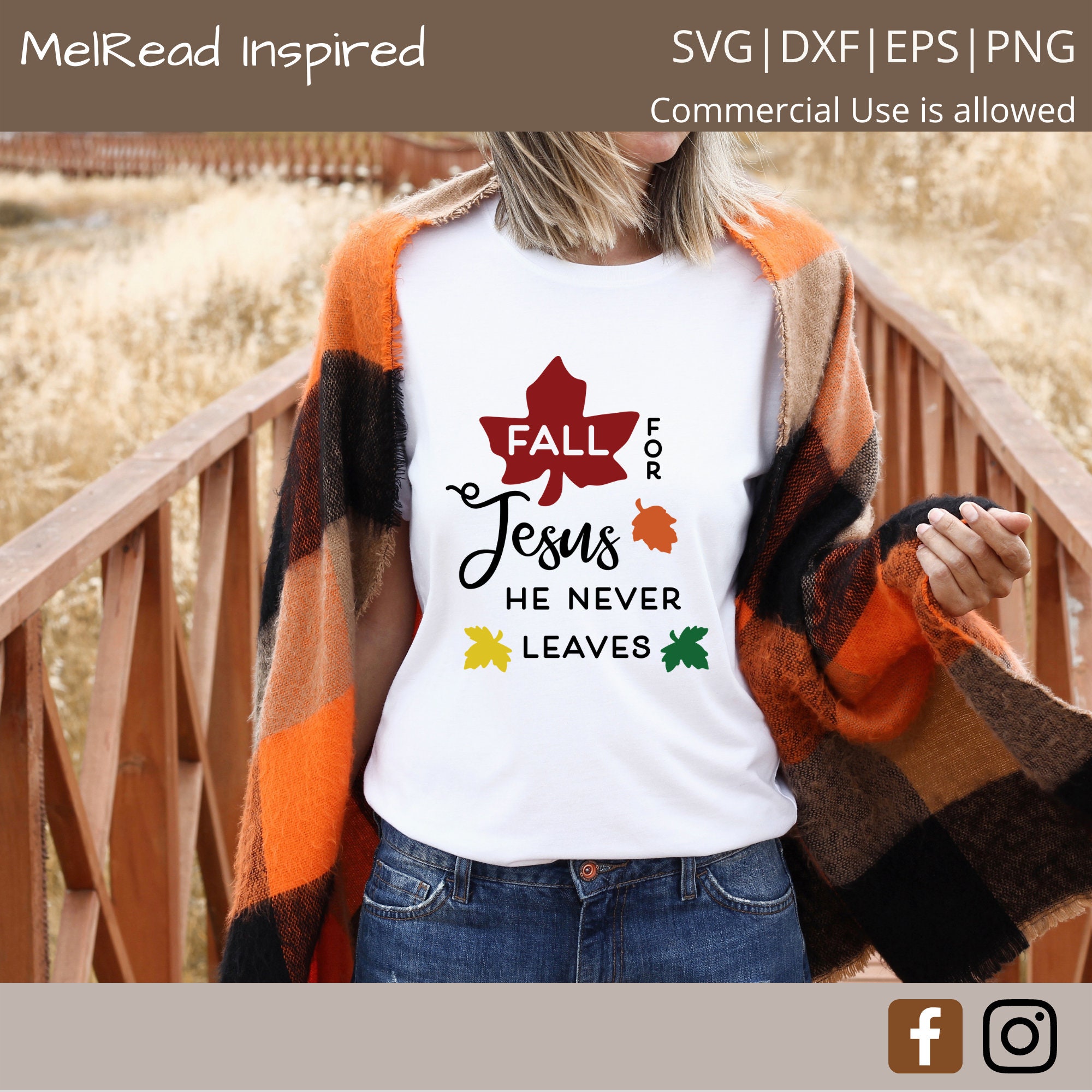 Fall for Jesus He Never Leaves Svg - Fall for Jesus Svg - Fall Leaves ...