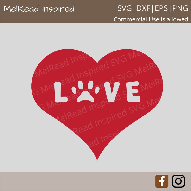 Love Paw Print Svg - Dog Paw Svg - Paw Print Svg - Cut File - Digital ...