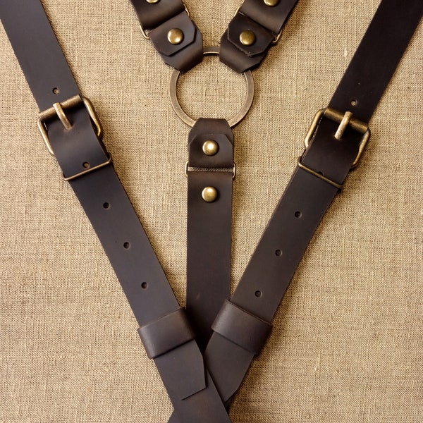 Brown Leather Suspenders - Etsy