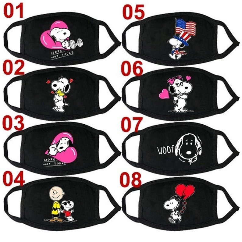 Snoopy Face Mask 100% cotton 8 Styles to choose from free | Etsy