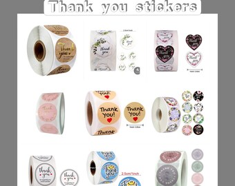 Thank You Stickers, Metallic Gold Heart Stickers, Brown Kraft Thank You ...