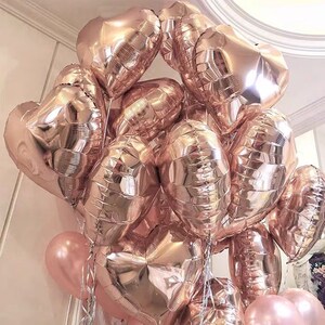 18in Rose Gold Heart Shape Balloons, Star Shape Balloons, Party ...