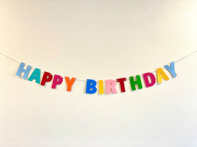 Felt Rainbow Happy Birthday Banner, Birthday Garland, Birthday ...