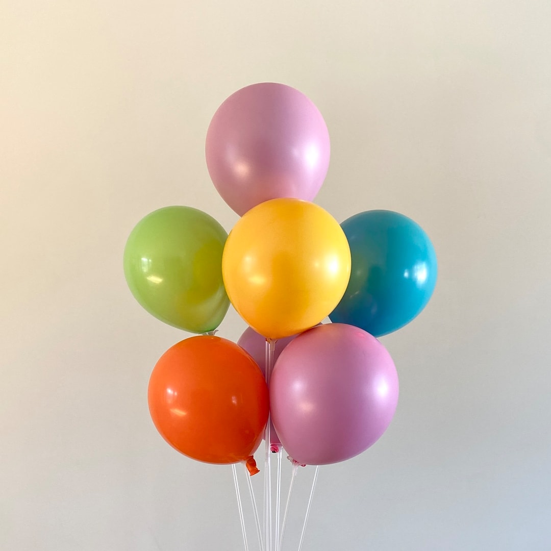 Rainbow Color Double Layer Balloon Set, Rainbow Theme Party Decorations ...