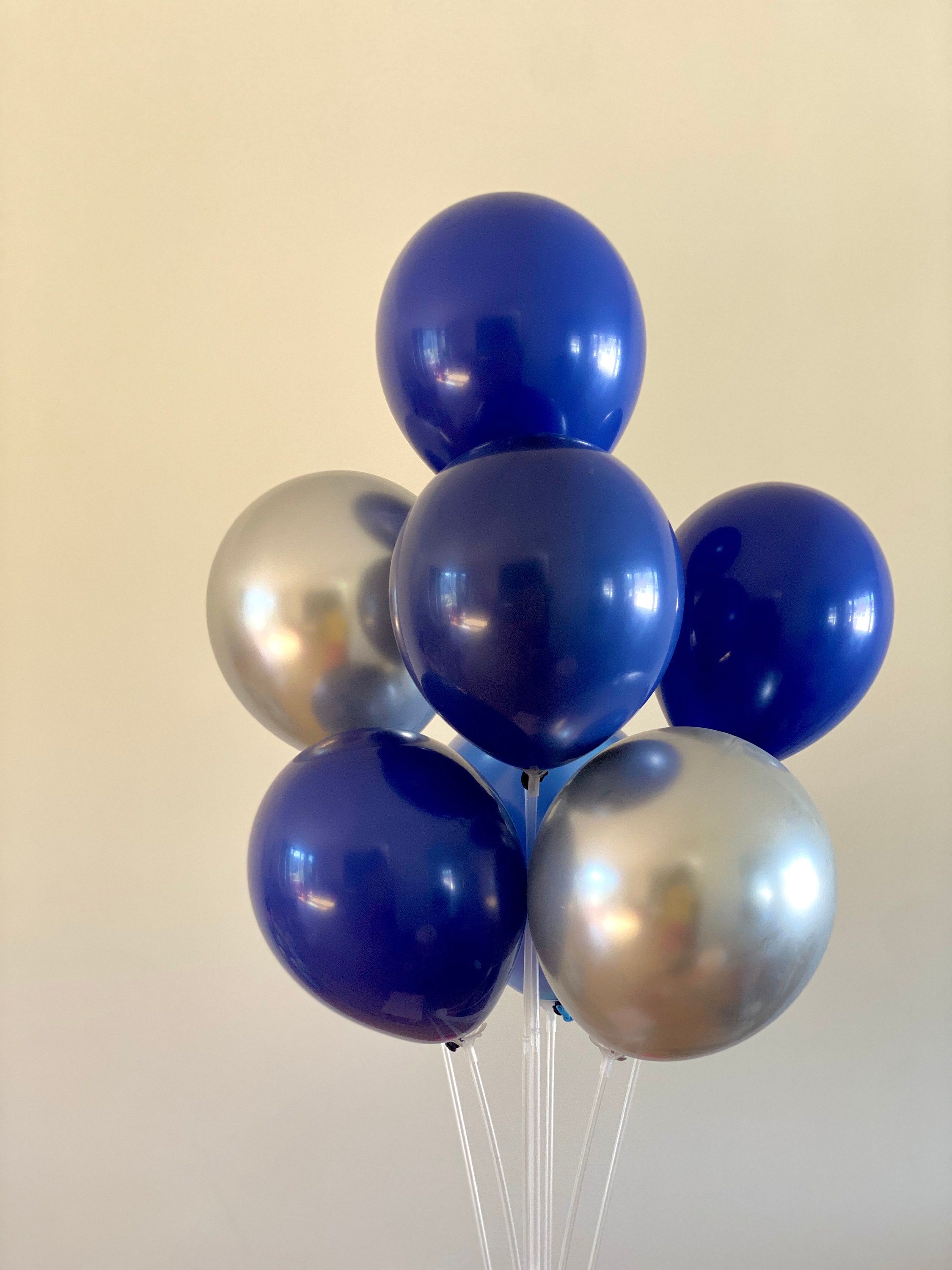Navy Blue Silver Set Double Stuffed Balloons for Birthday Party ...